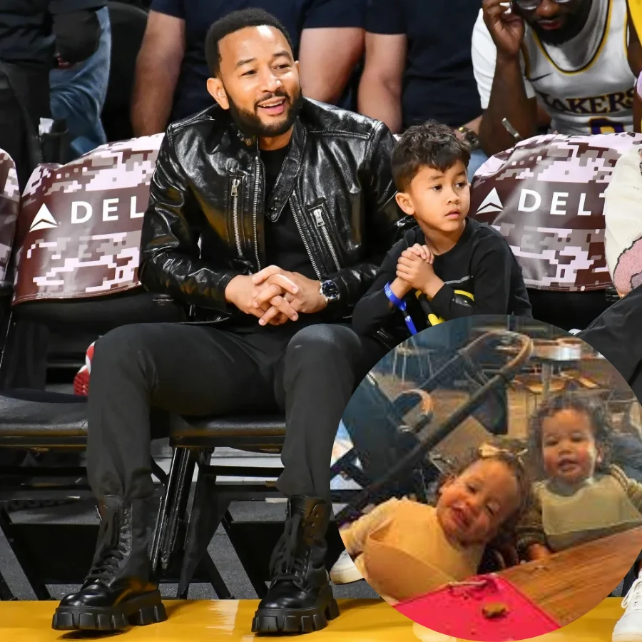 Sweet moment!!! John Legend's Son Miles Cheers On Little Sister Esti as ...