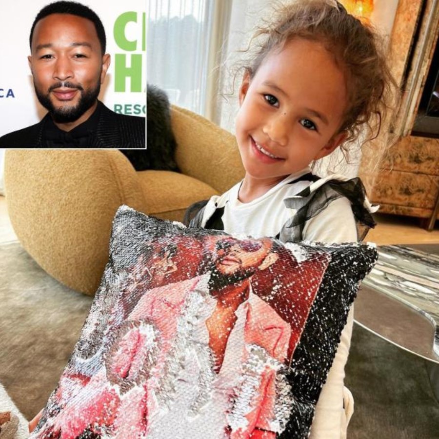 John Legend's Daughter Luna, 6, Shows Off New Pillow with Her Dad's Face on It: 'Art' - News
