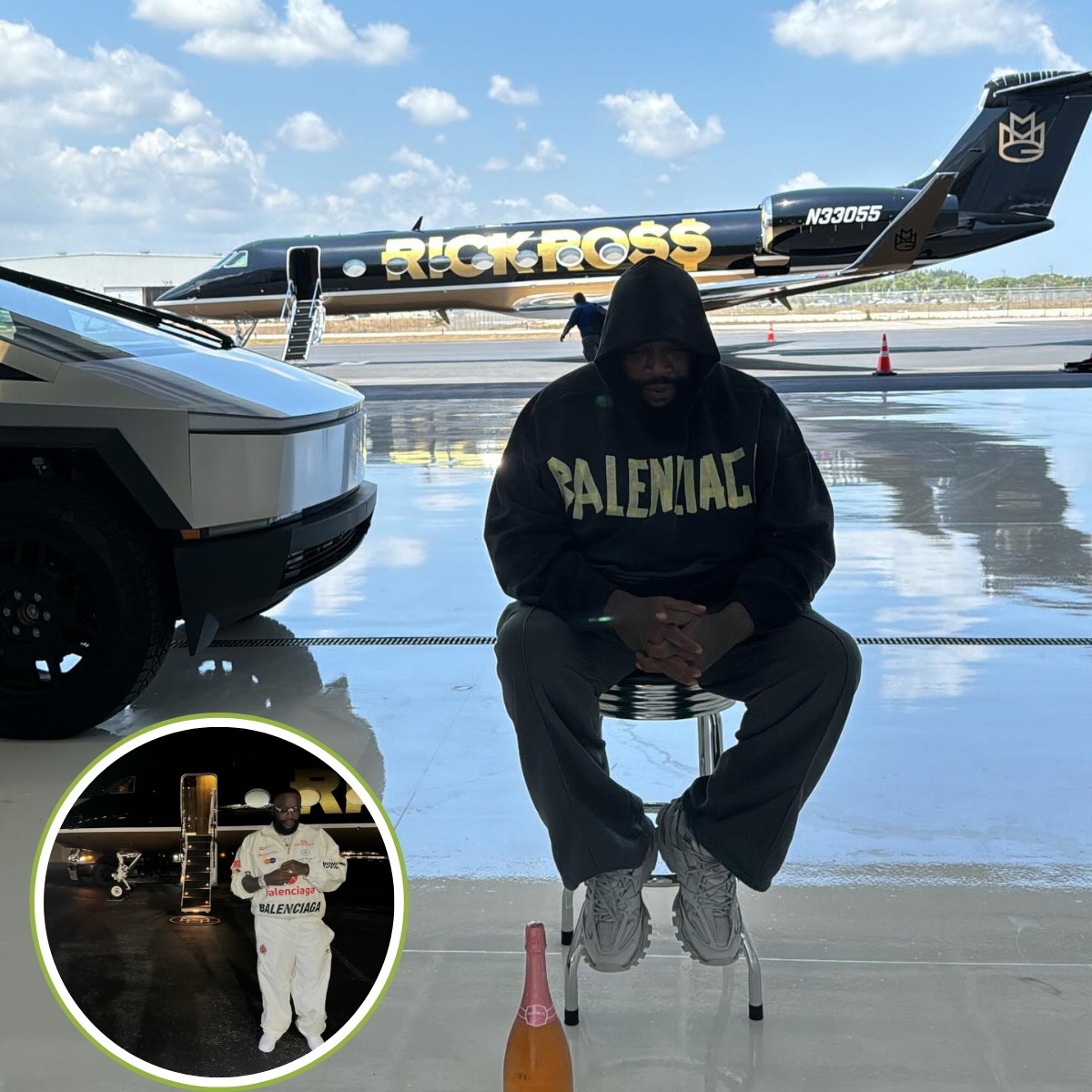 Rick Ross flies across the American sky at night on a $36 million ...