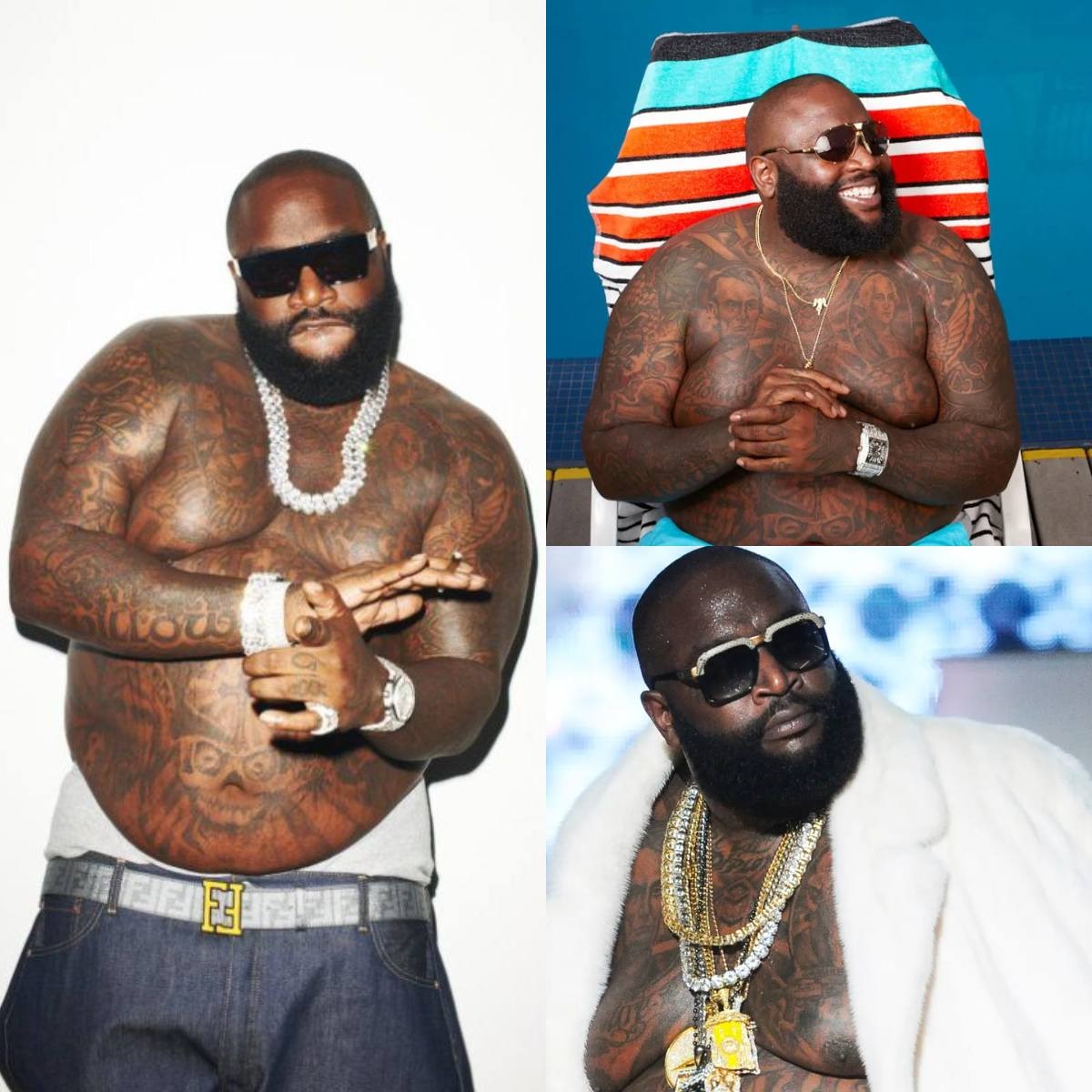 Rick Ross’s 67 tattoos: Each chapter is filled with tears in his life ...