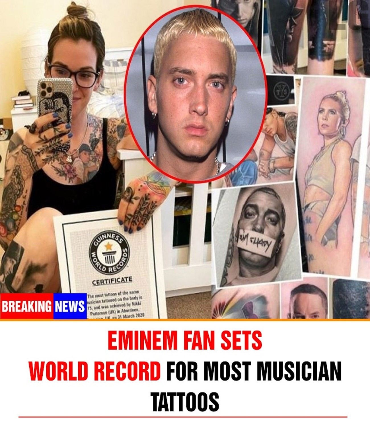 Eminem fan sets world record for most musician tattoos - News