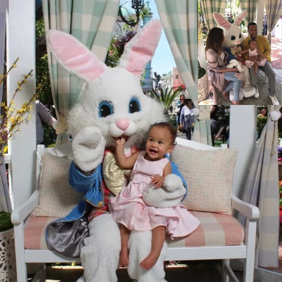 Chrissy Teigen and John Legend's daughter Luna meets the Easter bunny ...