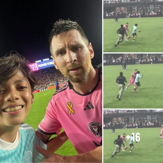 SORTED THE MESS Watch moment Lionel Messi ‘helps pitch invader outrun ...