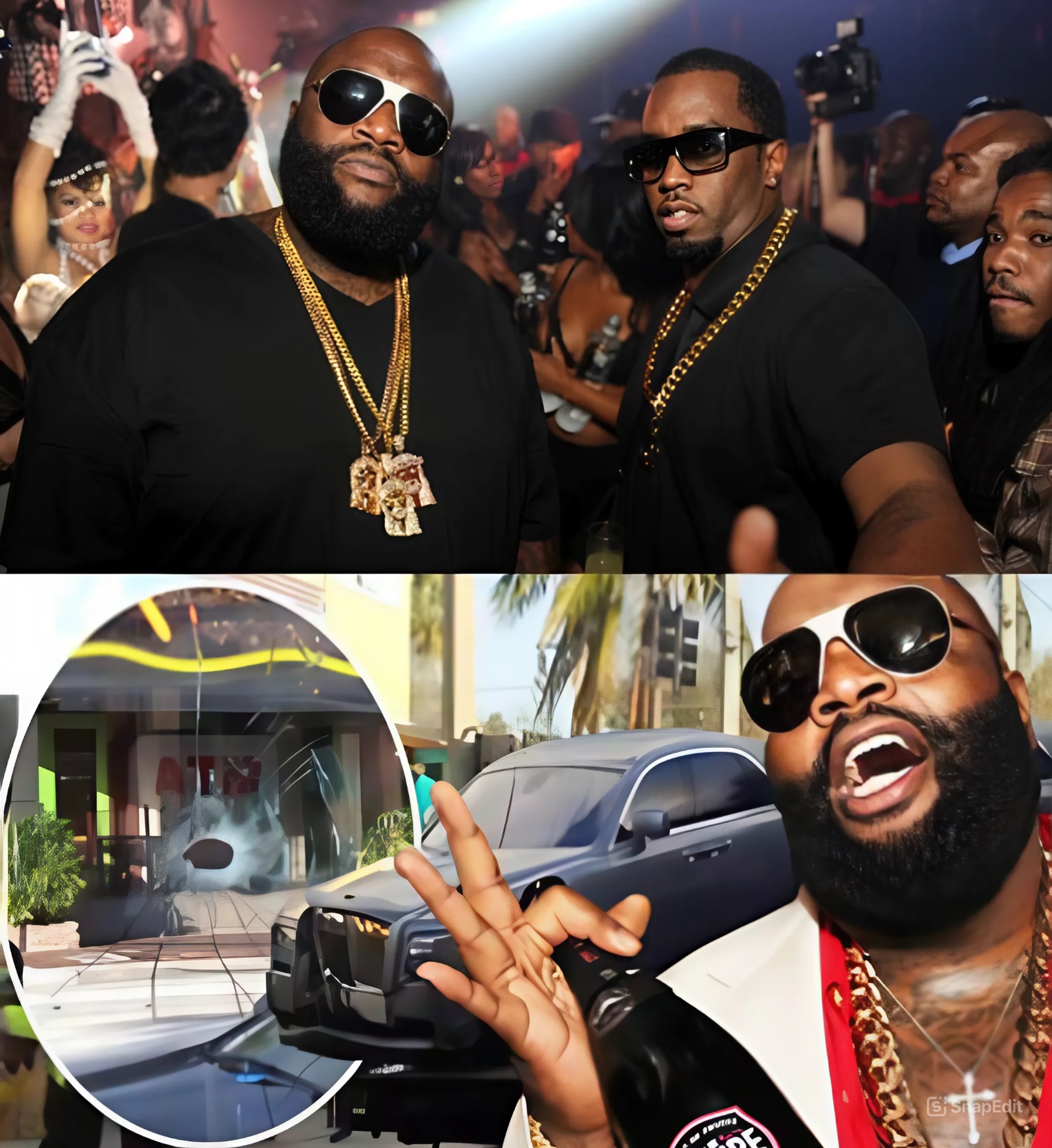 Rapper Rick Ross’ bullet-riddled Rolls Royce crashes into building as ...