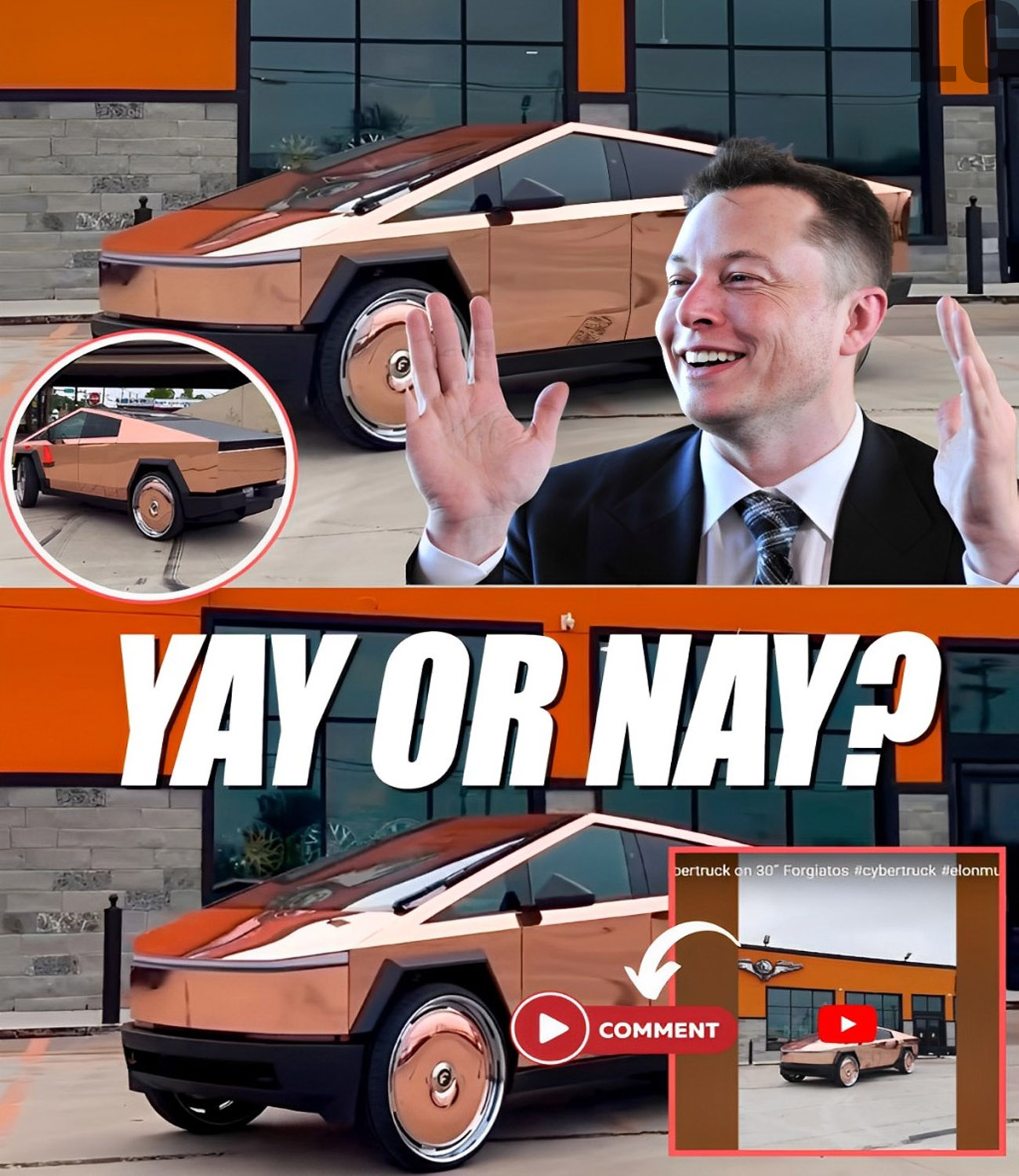 Elon Musk: El Tesla Cybertruck en oro rosa con llantas de 30 pulgadas ...