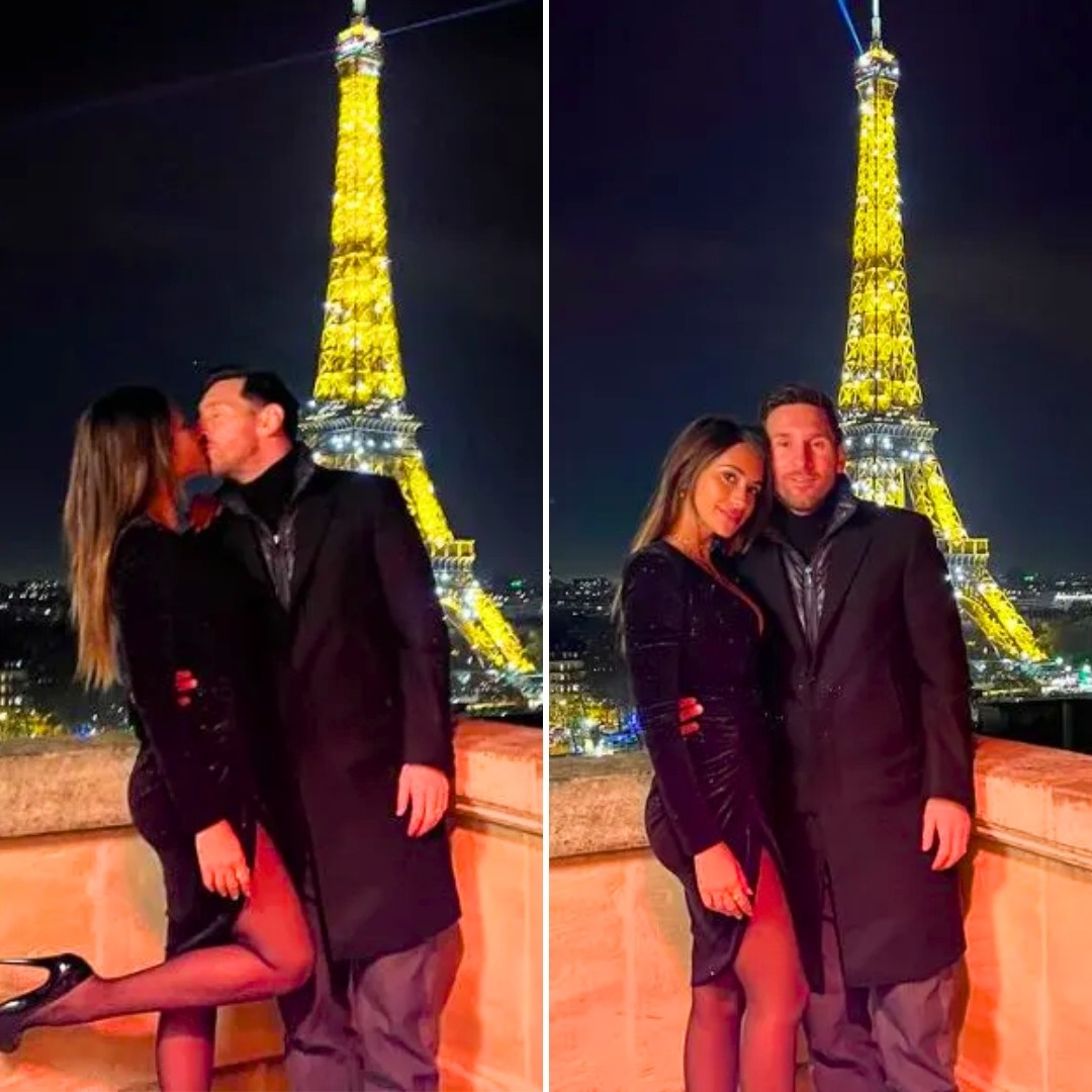 SWEET: Lionel Messi romantically kisses wife Antonela on a luxurious ...