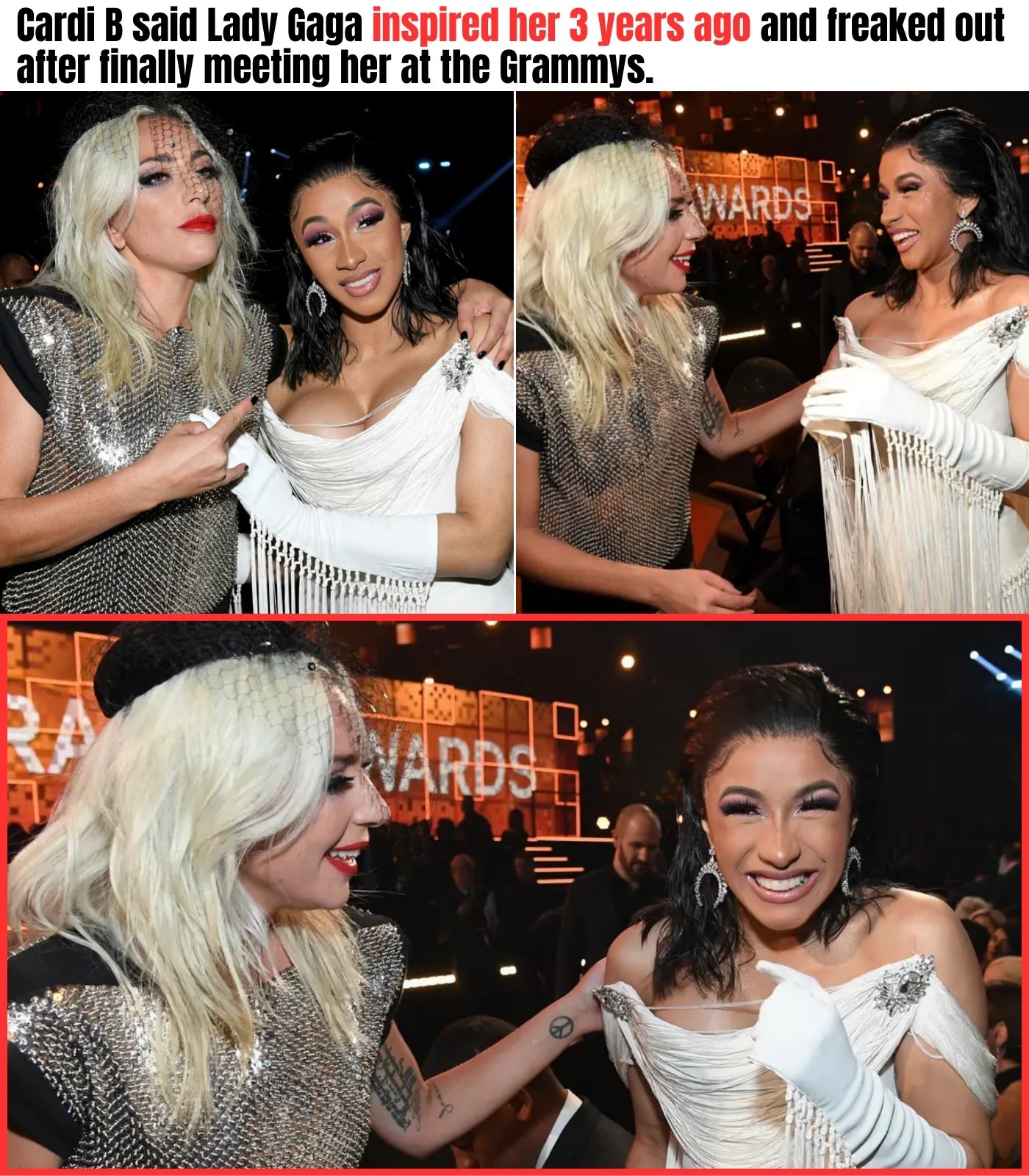 "STAR MEETING! Cardi B Breaks Down After Meeting Lady Gaga at Grammys ...