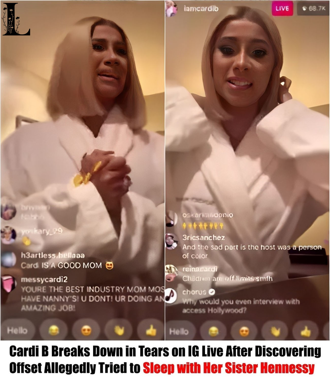 Cardi B Breaks Down in Tears on IG Live After Discovering Offset Allegedly Tried to Sleep with ...