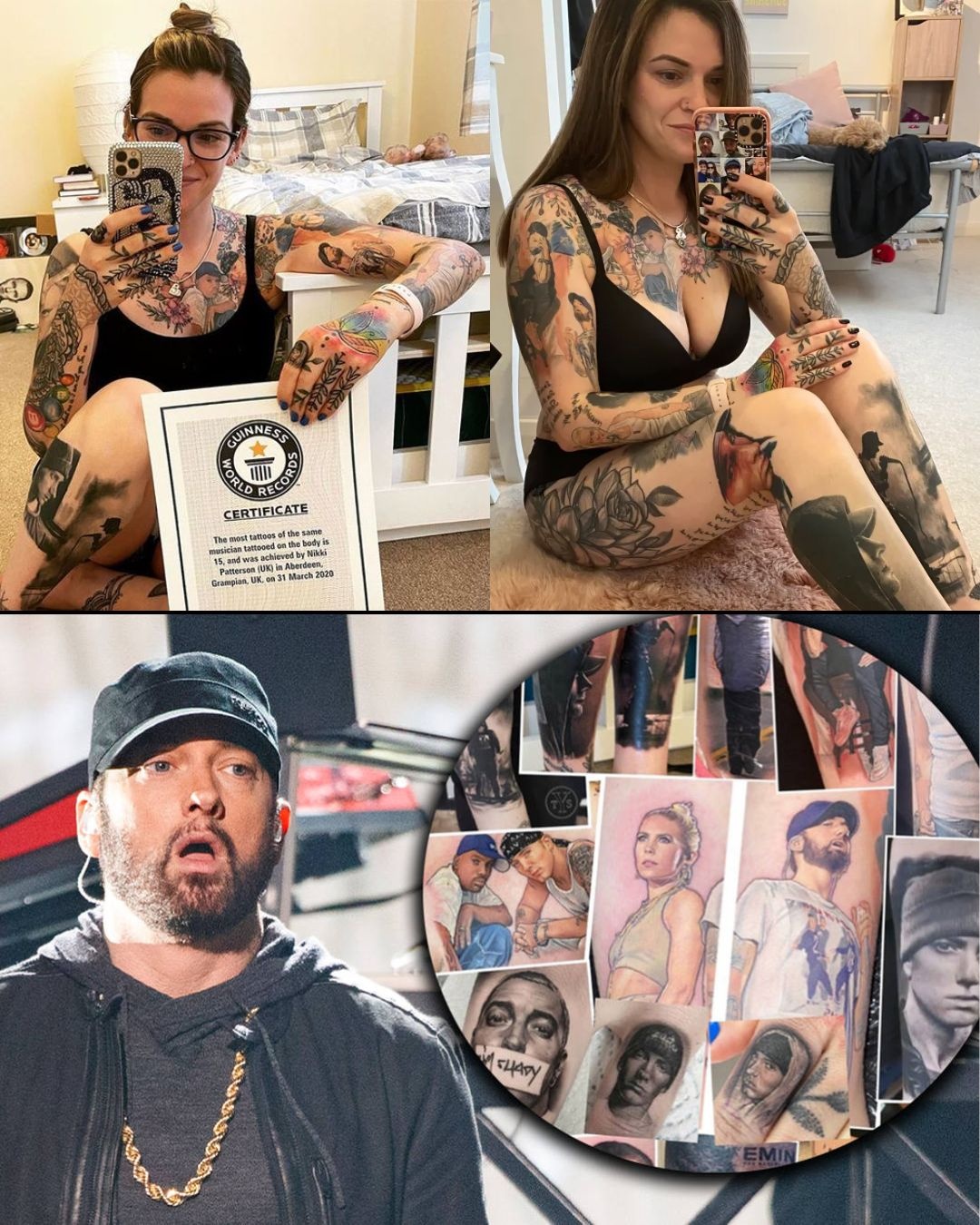 British Woman Covered in Eminem Tattoos Breaks Guinness World Record – A True Tribute to the Rap ...