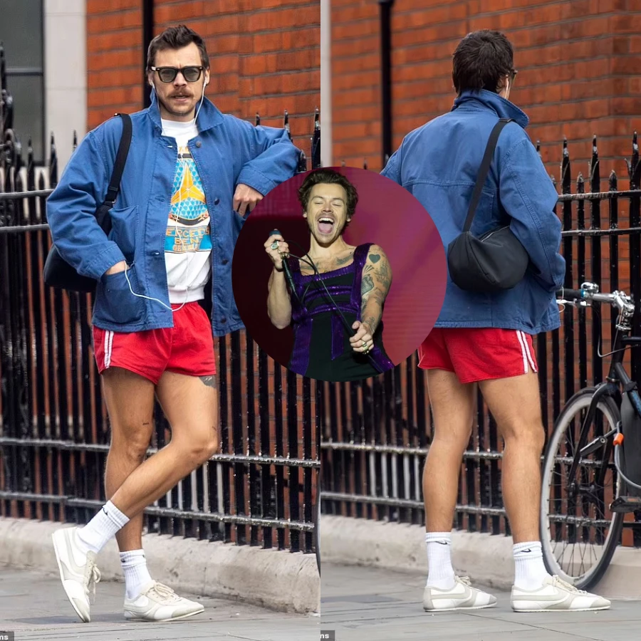 Harry Styles shows off his muscular physique in tiny shorts as he goes ...