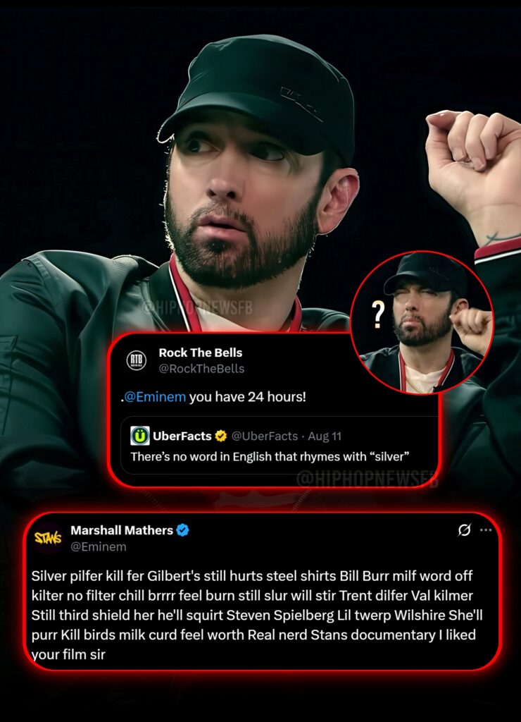 Eminem responds to ‘no word in English rhymes with silver’ challenge on X, leaves fans gushing ...